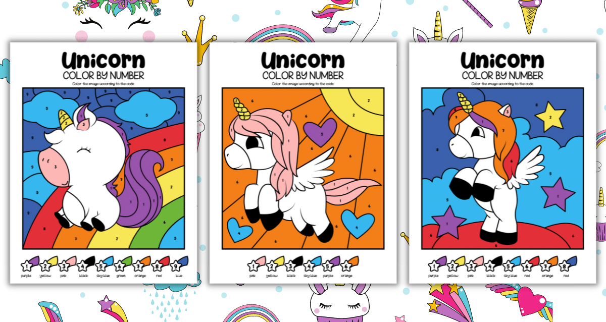 Color By Number Unicorn In The Playroom