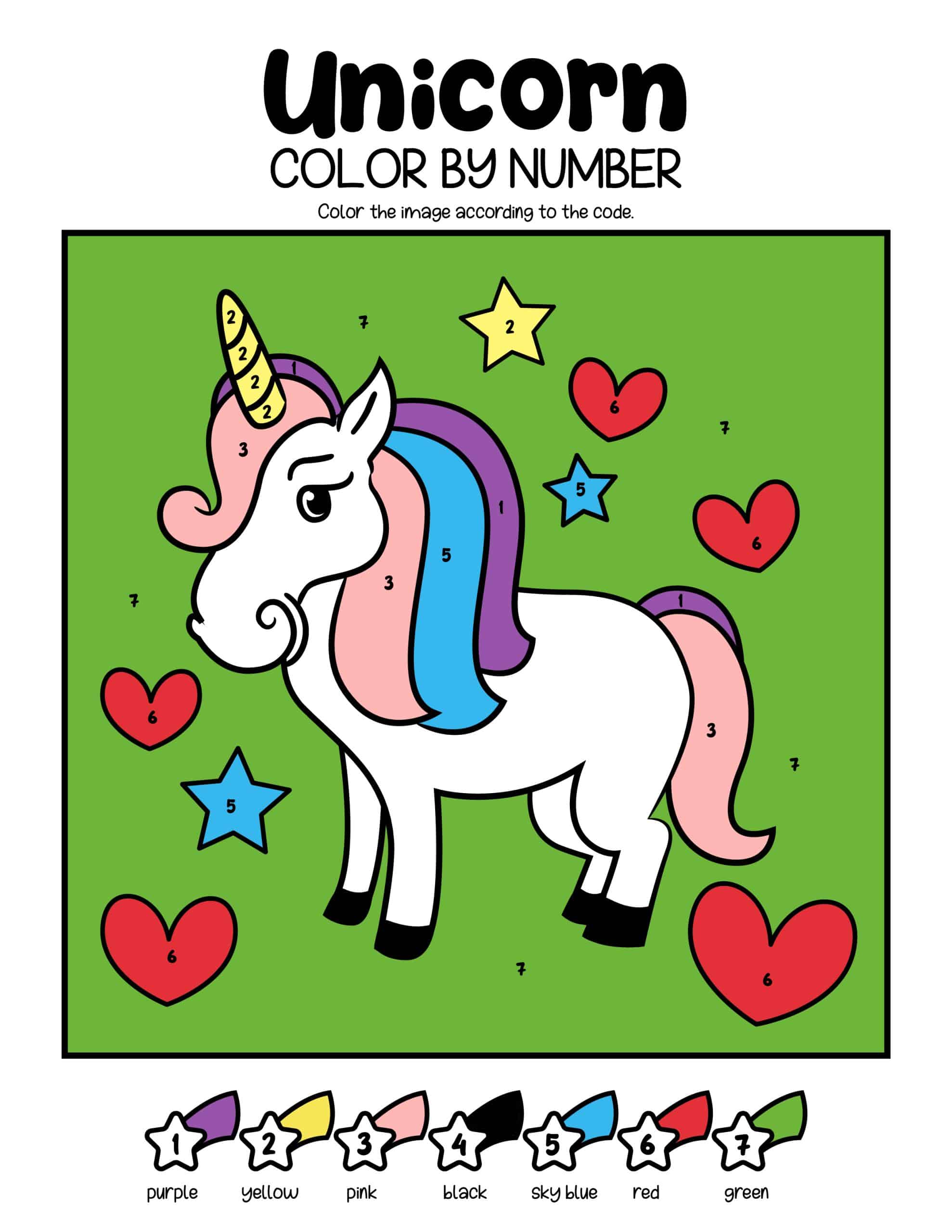 Unicorn Color By Number 07 In The Playroom