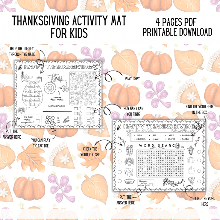 How to Print and Use the Thanksgiving Activity Place Mats - In The Playroom