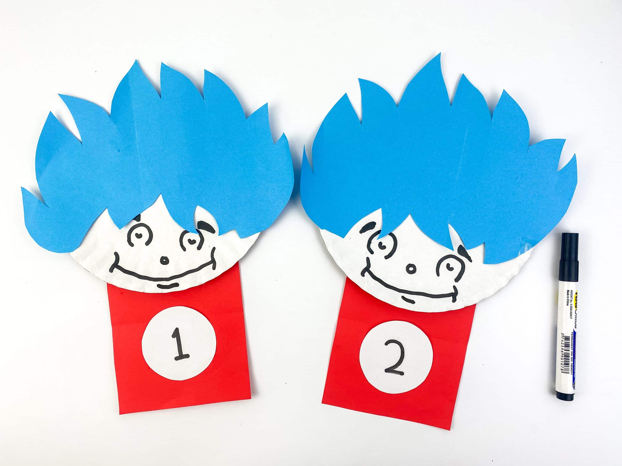 Paper Plate Thing 1 & Thing 2 - In The Playroom