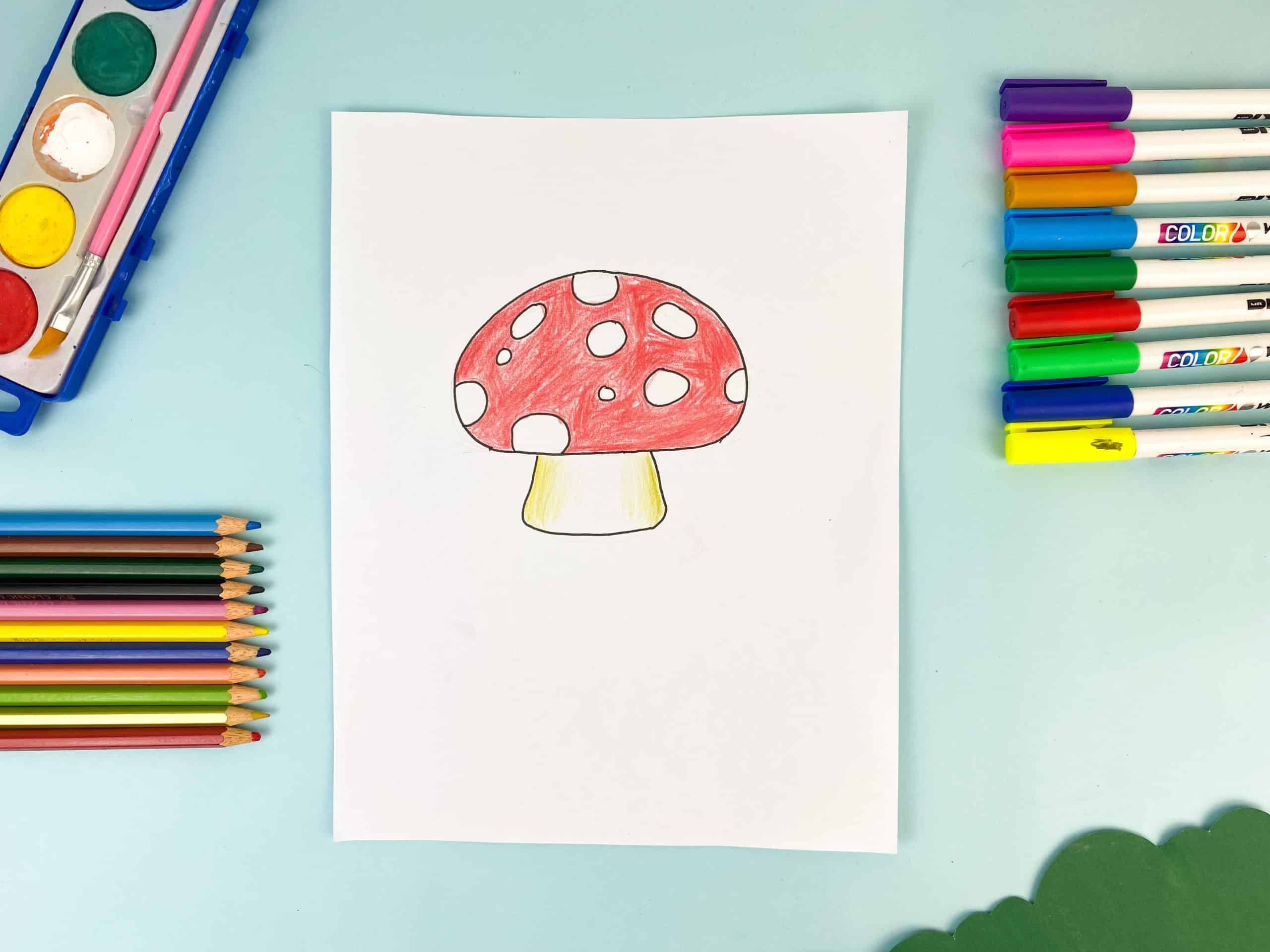 Cute and Simple Mushroom Drawing Tutorial for Kids - In The Playroom