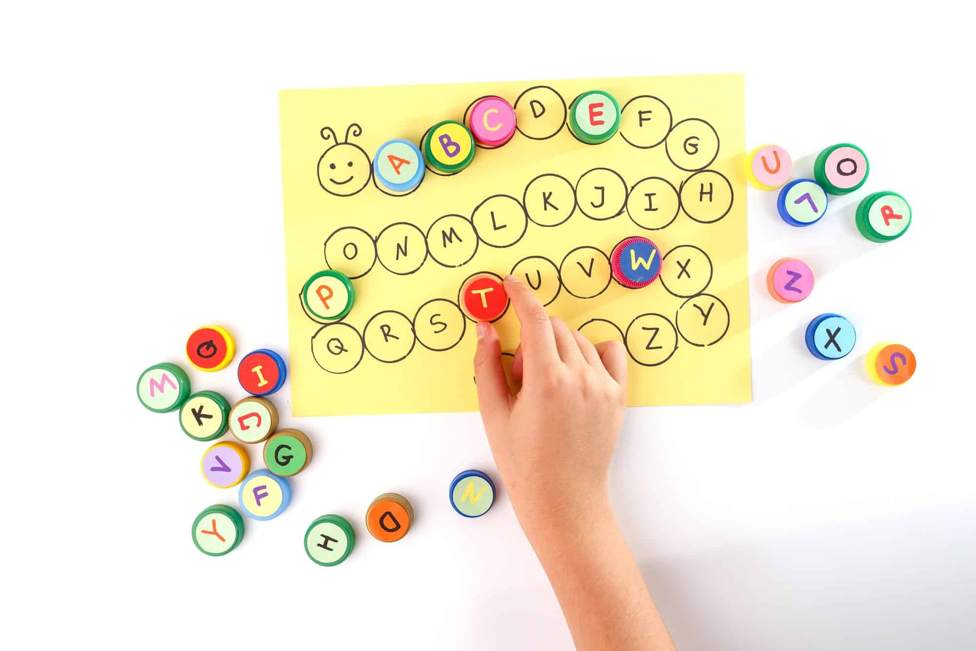 Caterpillar diy Alphabet Matching Game for Kids - In The Playroom